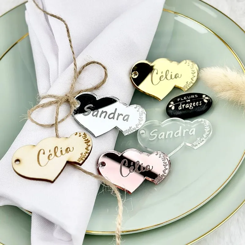 Marque place cœur Personnalisé Champêtre - Marque mariage original